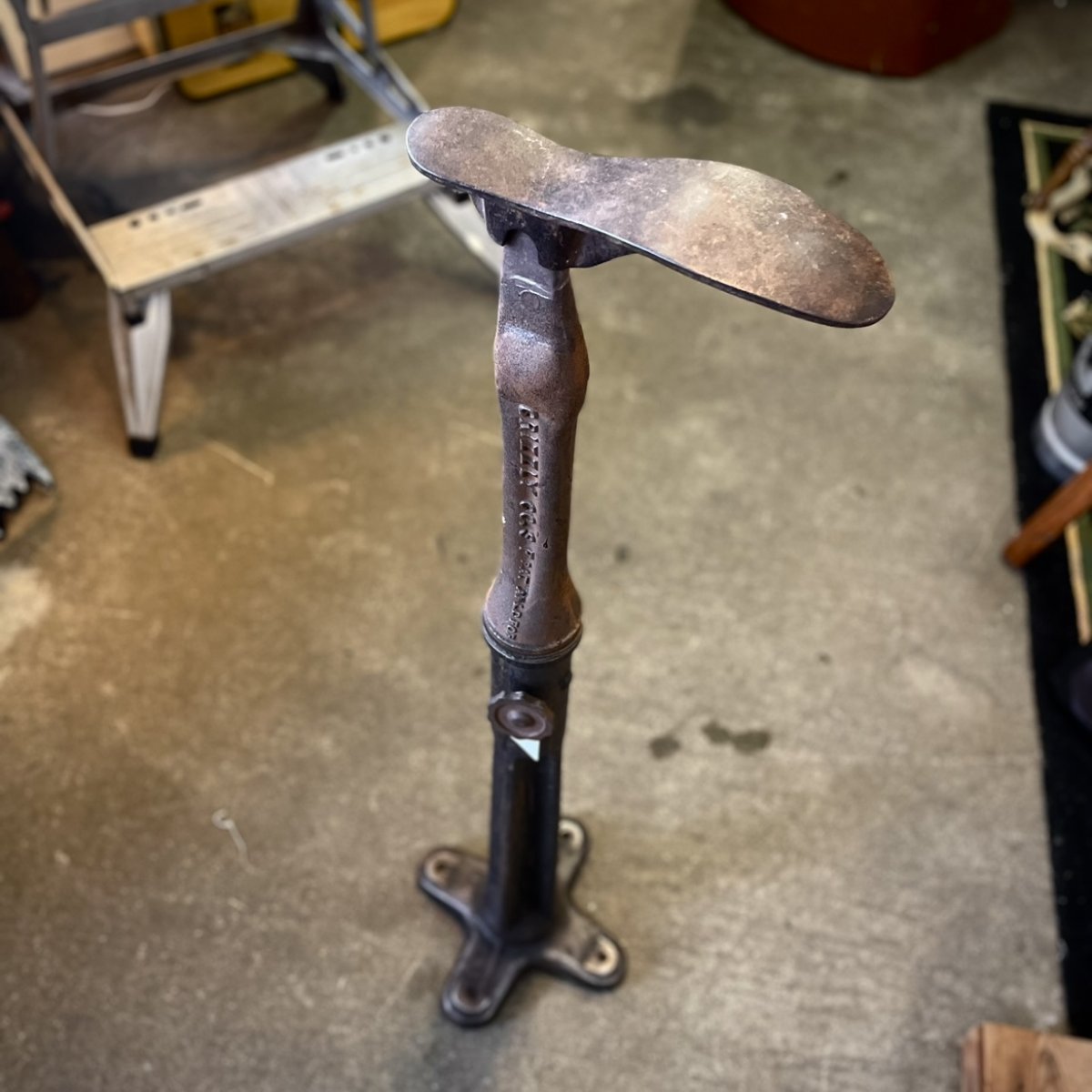 San Francisco Vintage Cast Iron Shoe Stand-“GRIZZLY CO. S.F.” Cobbler Stand